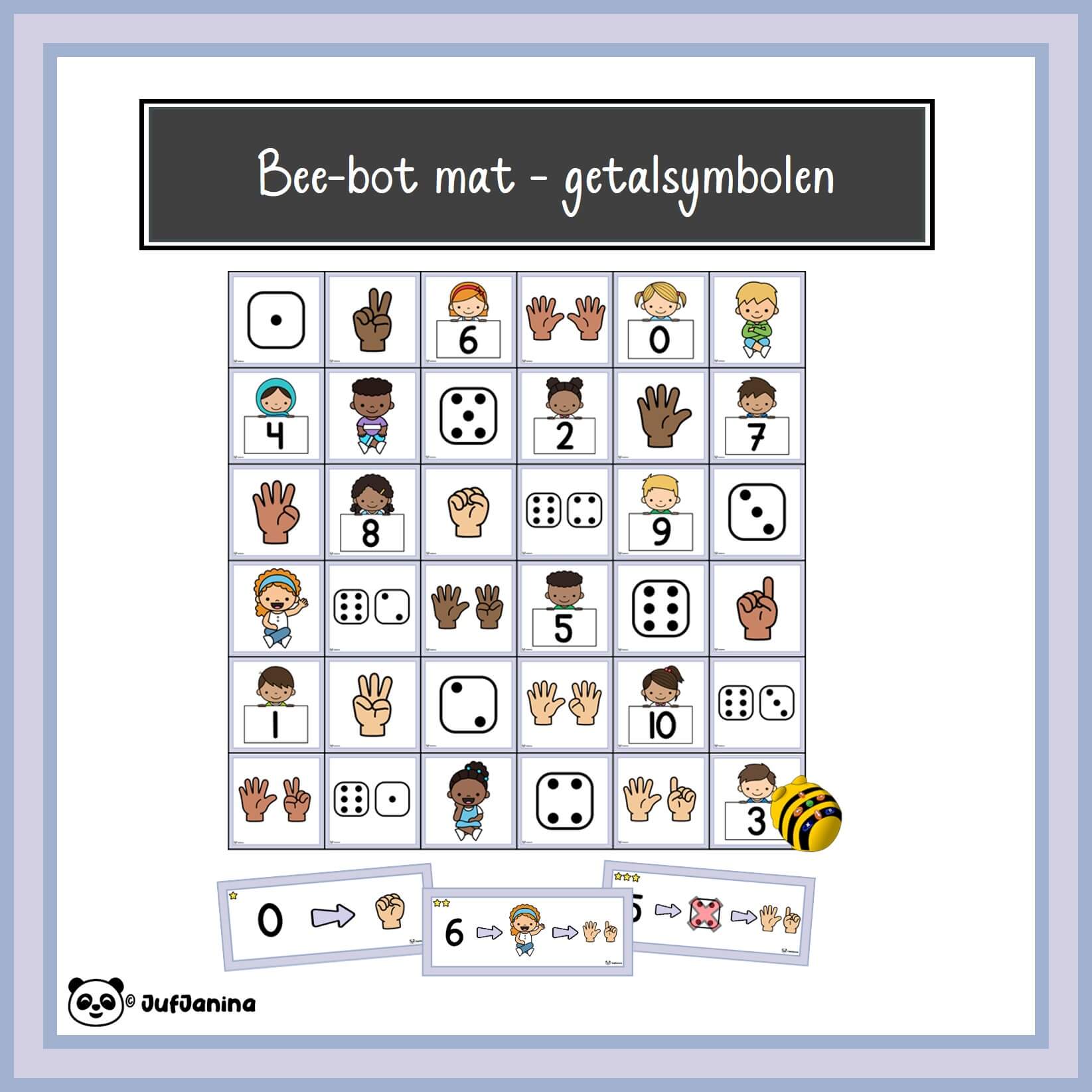Bee-bot mat - getalsymbolen t/m 10 - JufJanina